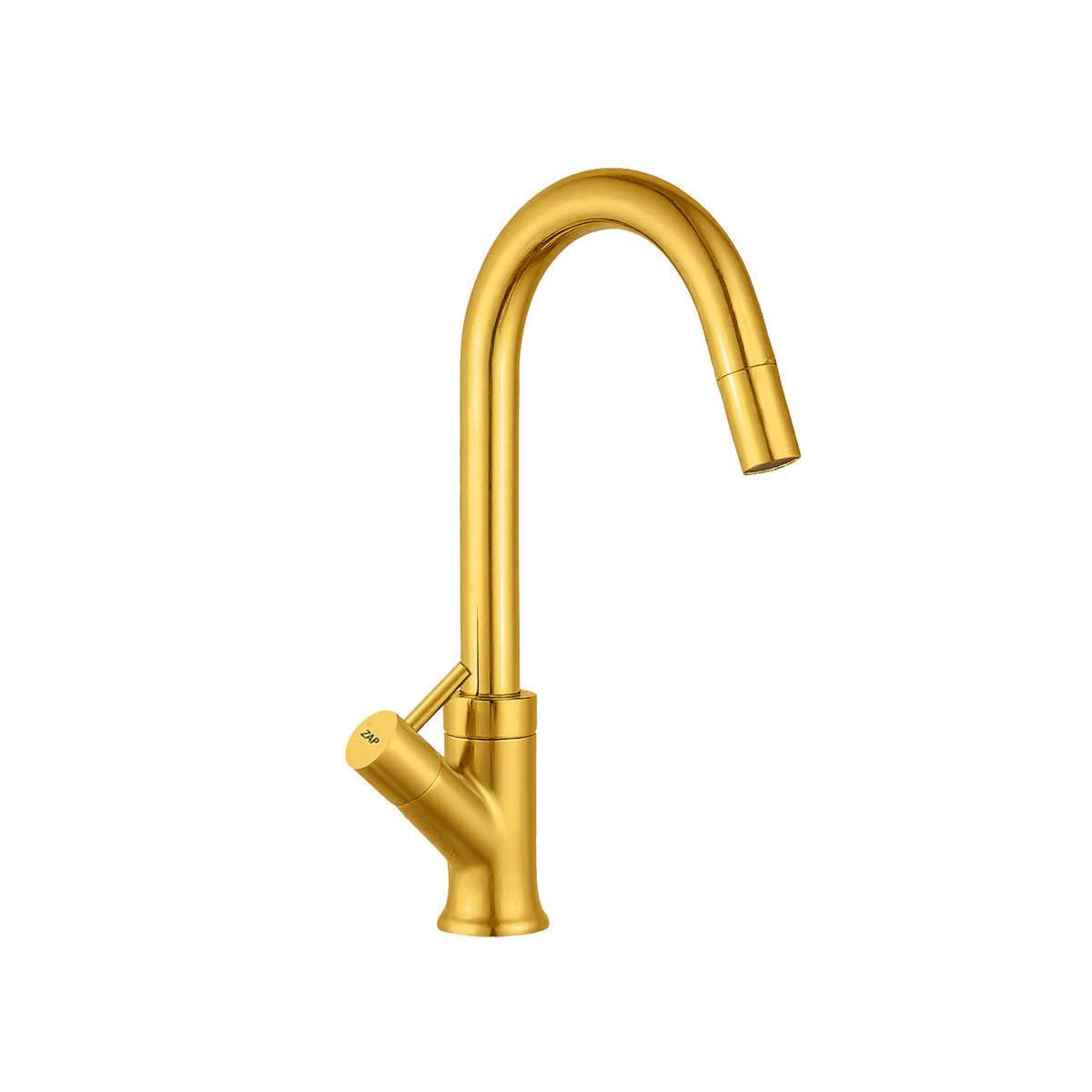 ZAP Gold Swan Neck Kitchen Tap with 360° Spout | Brass Pillar Faucet ...